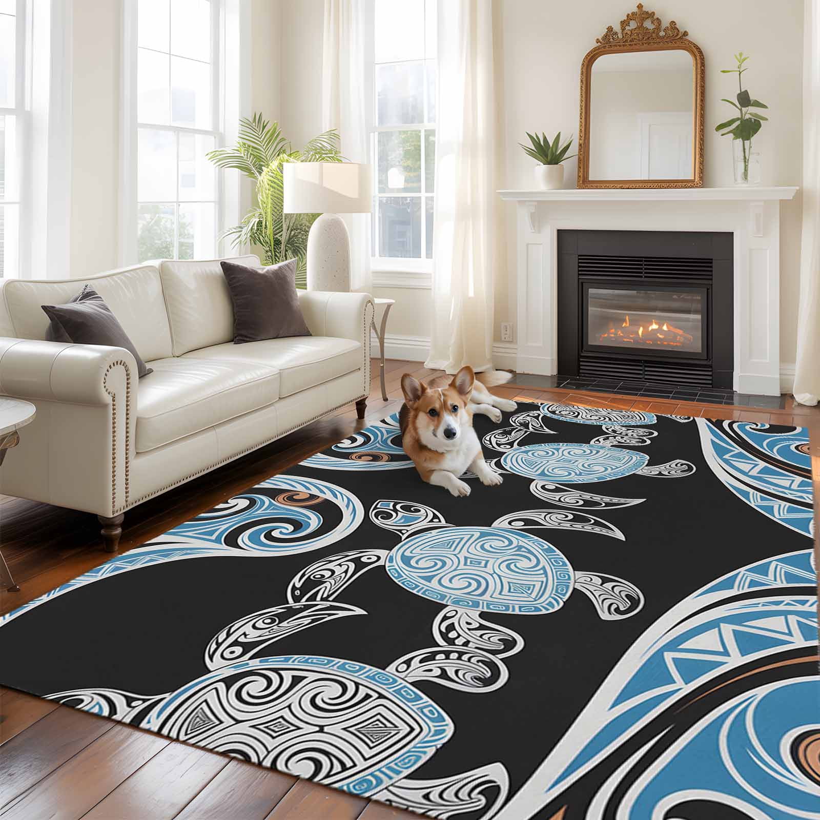 6'x9' Area Rugs, Polynesia Texture Indoor Outdoor Area Rug for Living ...