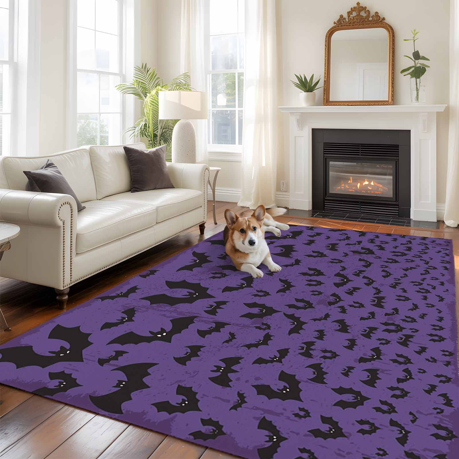 6'x9' Area Rugs, Purple Halloween Indoor Outdoor Area Rug for Living ...
