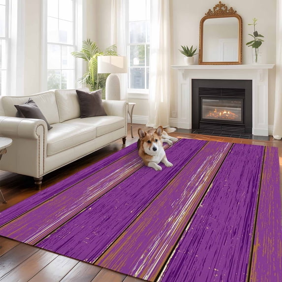 6'x9' Area Rugs, Purple Wood Grain Indoor Outdoor Area Rug for Living ...