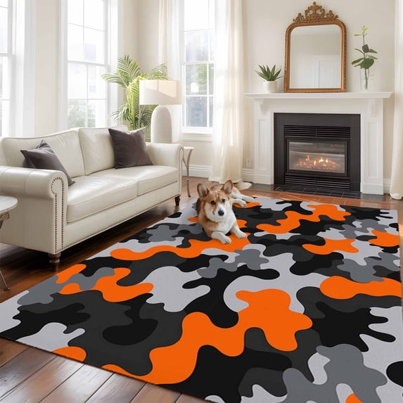 6'x9' Area Rugs, Red Black Indoor Outdoor Area Rug for Living Room ...