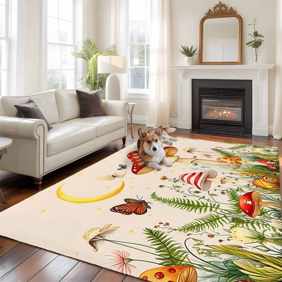 6'x9' Area Rugs, Red Mushroom Indoor Outdoor Area Rug for Living Room ...