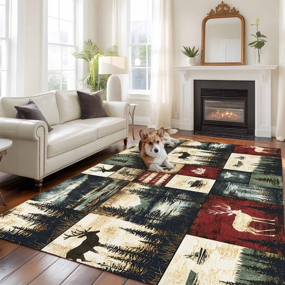6'x9' Area Rugs, Rustic Forest Indoor Outdoor Area Rug for Living Room ...