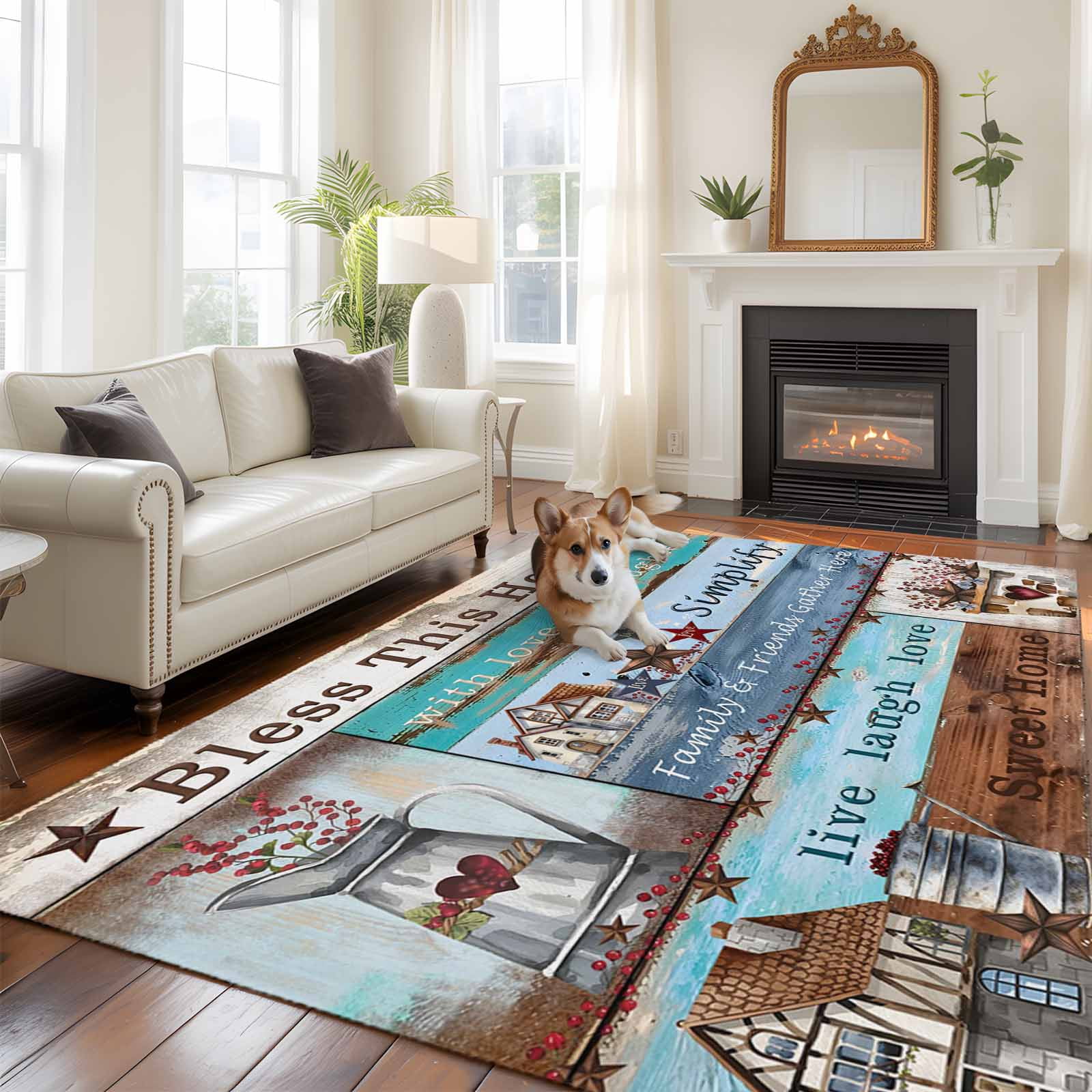 6'x9' Area Rugs, Rustic Star Farm Indoor Outdoor Area Rug for Living ...