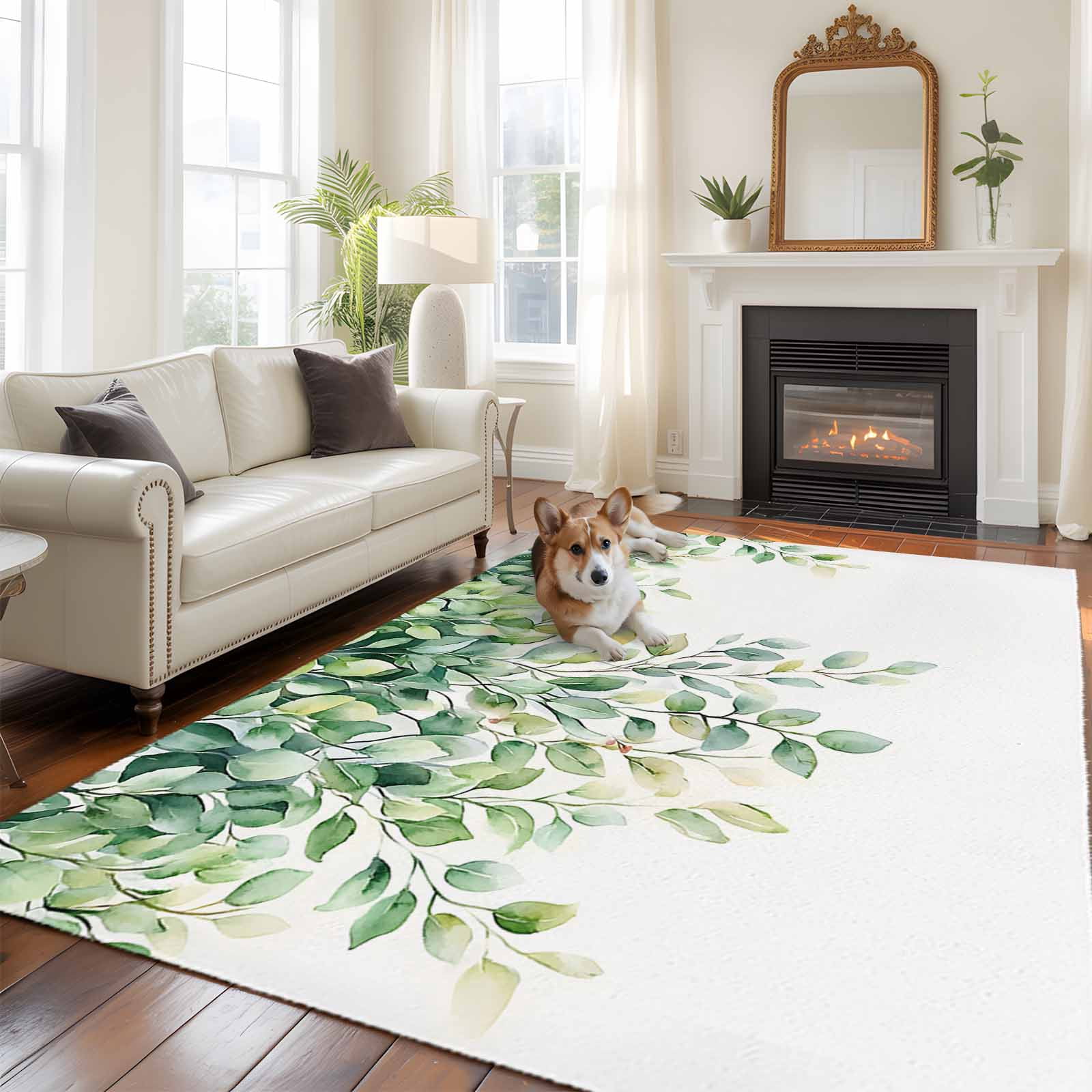 6'x9' Area Rugs, Spring Eucalyptus Indoor Outdoor Area Rug for Living ...