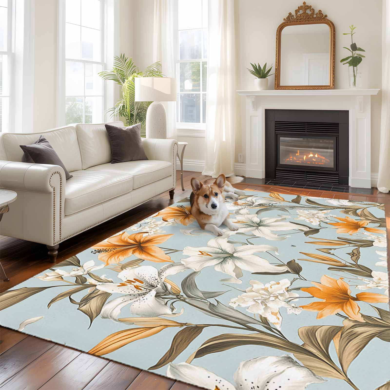 6'x9' Area Rugs, Spring Floral Indoor Outdoor Area Rug for Living Room ...