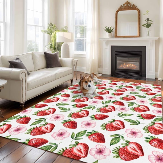 6'x9' Area Rugs, Strawberry Indoor Outdoor Area Rug for Living Room ...
