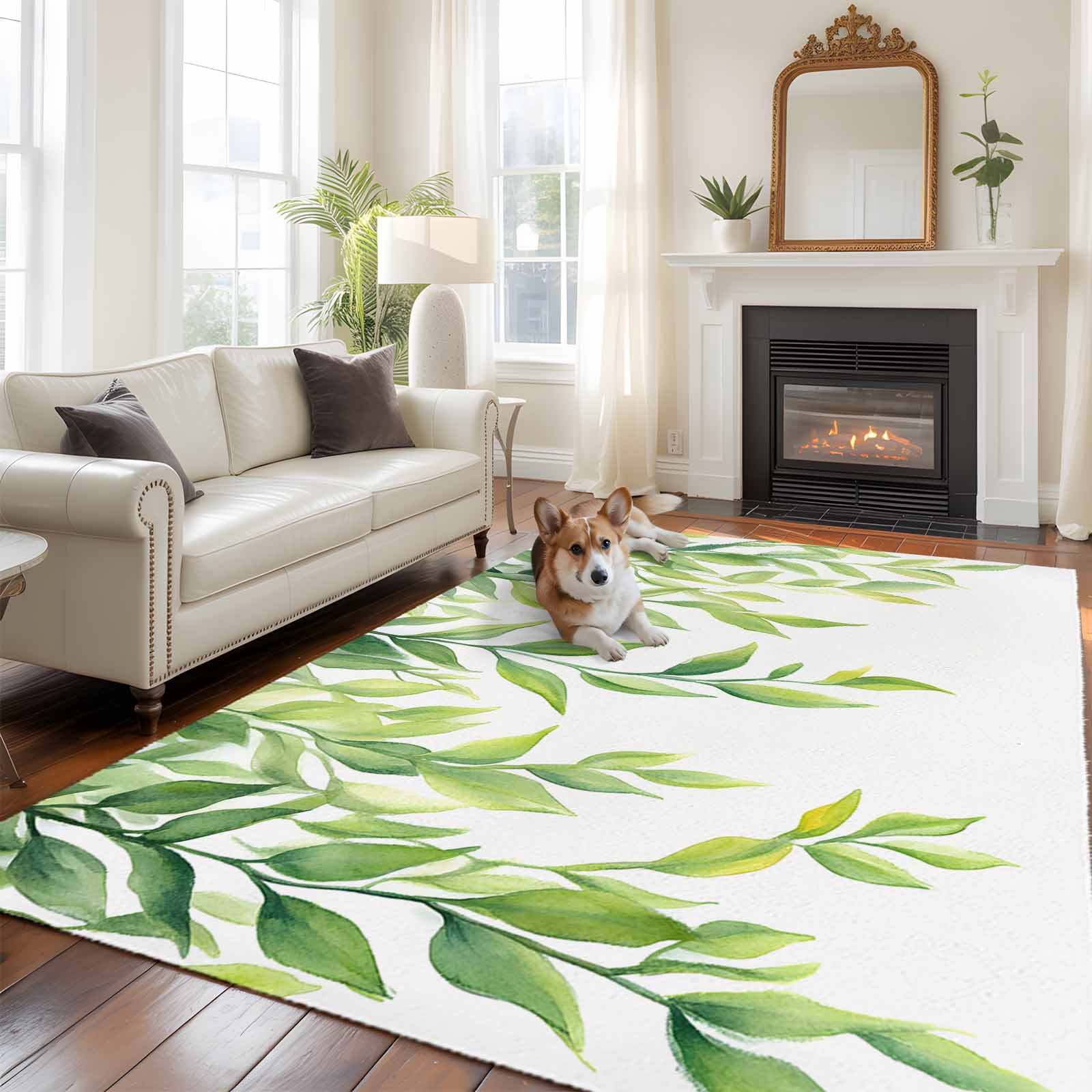 6'x9' Area Rugs, Summer Leaves Indoor Outdoor Area Rug for Living Room ...