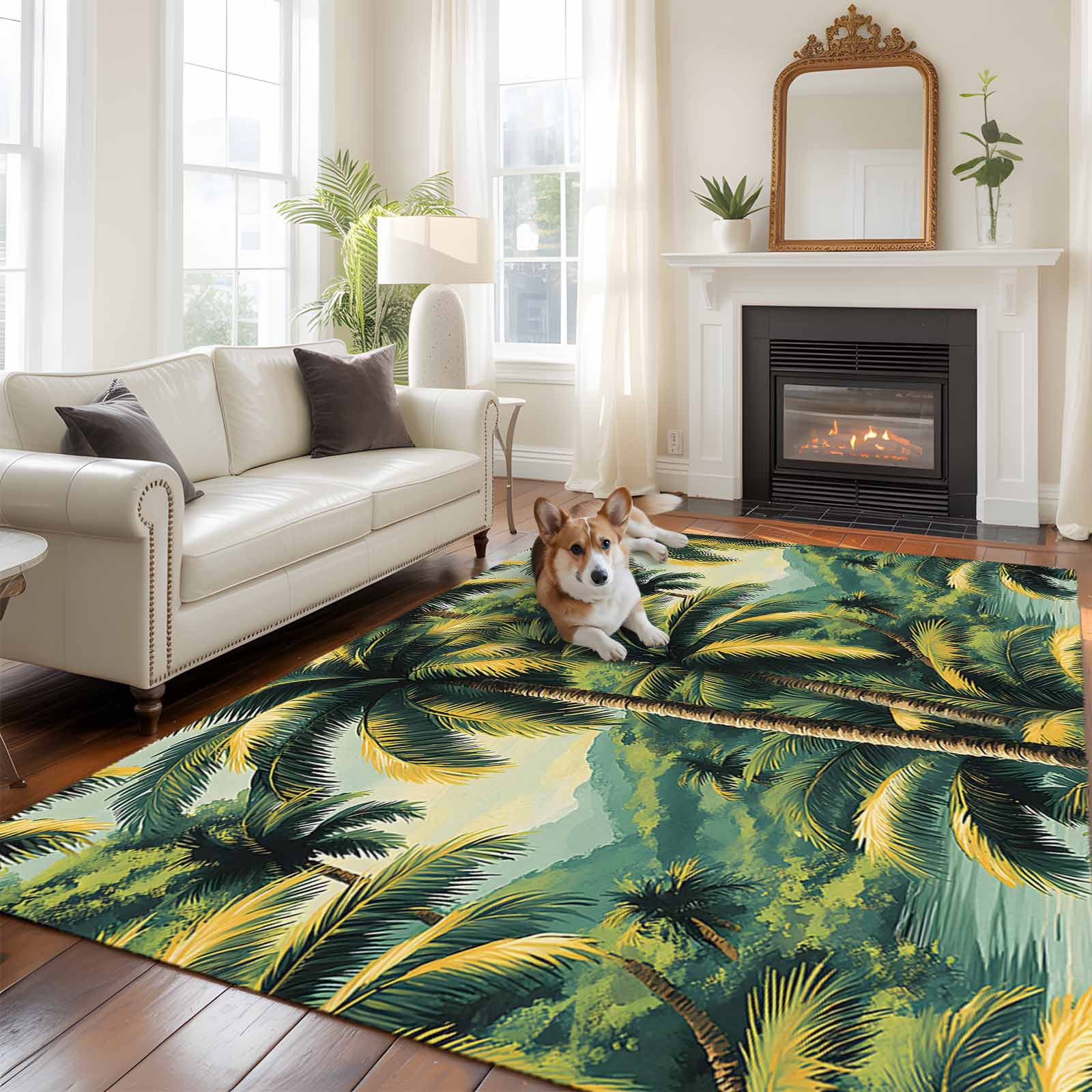 6'x9' Area Rugs, Summer Palm Tree Indoor Outdoor Area Rug for Living ...