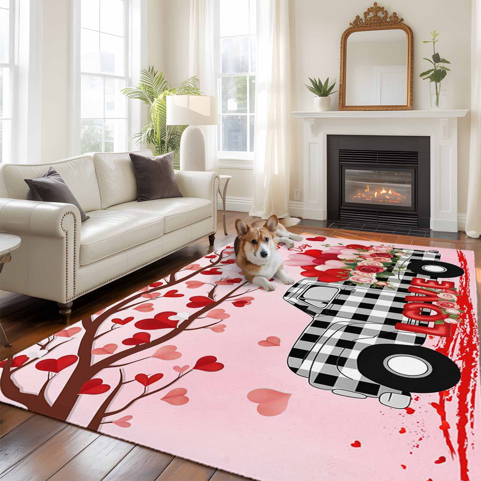 6'x9' Area Rugs, Valentine's Day Indoor Outdoor Area Rug for Living ...