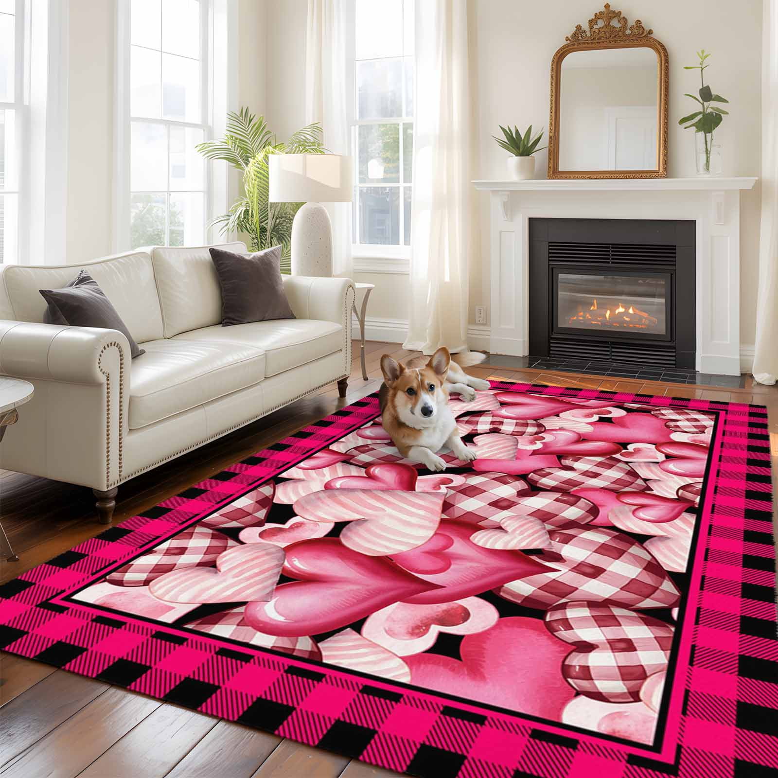 6'x9' Area Rugs, Valentine's Day Indoor Outdoor Area Rug for Living ...