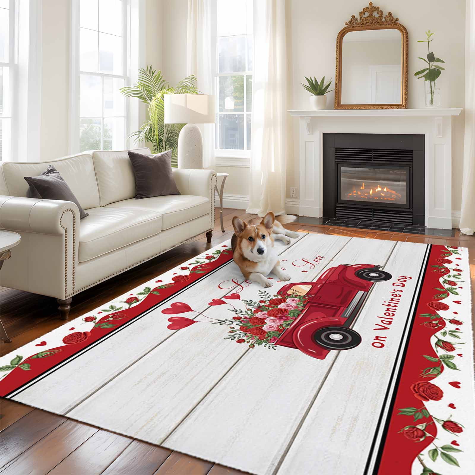 6'x9' Area Rugs, Valentine's Day Indoor Outdoor Area Rug for Living ...