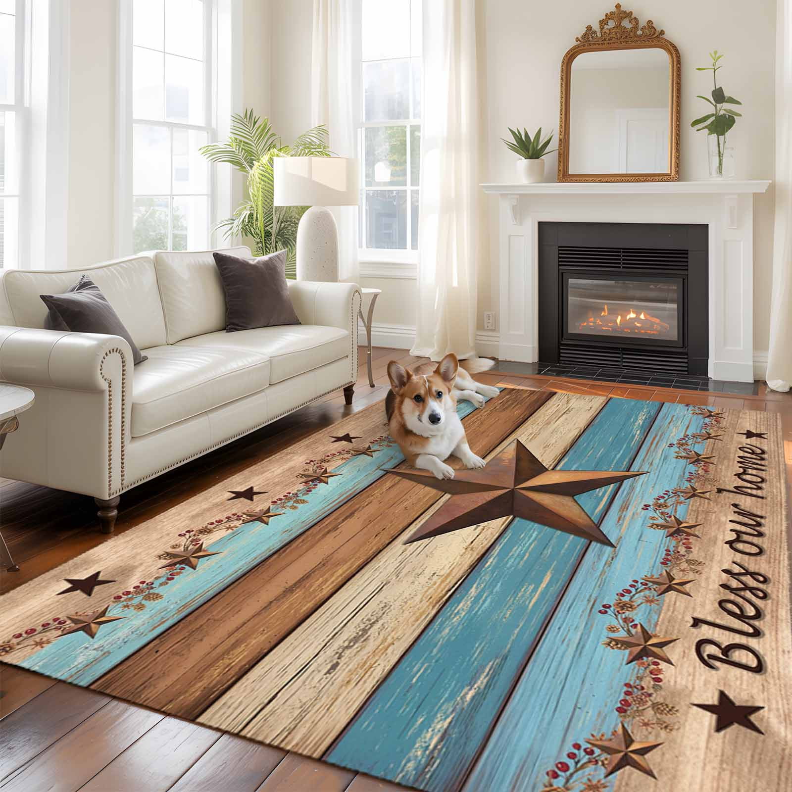 6'x9' Area Rugs, Western Texas Star Retro Indoor Outdoor Area Rug for ...