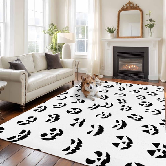 6'x9' Area Rugs, White Halloween Indoor Outdoor Area Rug for Living ...