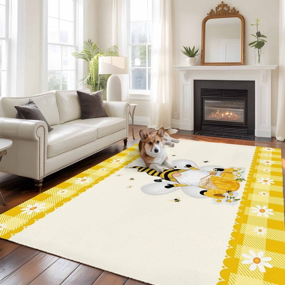 6'x9' Area Rugs, Yellow Bees Gnomes Indoor Outdoor Area Rug for Living ...