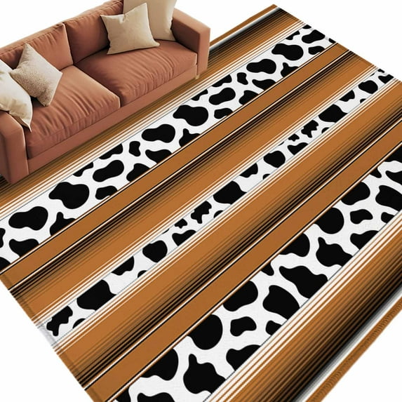 6'x9'Large Area Rugs Brown Checkered Leopard Print Washable Area Rugs ...