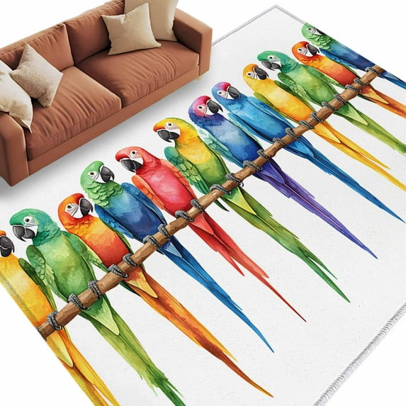 6'x9'Large Area Rugs Colorful Parrot Washable Area Rugs Non-Slip Indoor ...