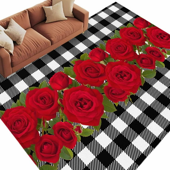 6'x9'Large Area Rugs Valentine's Day Washable Area Rugs Non-Slip Indoor ...