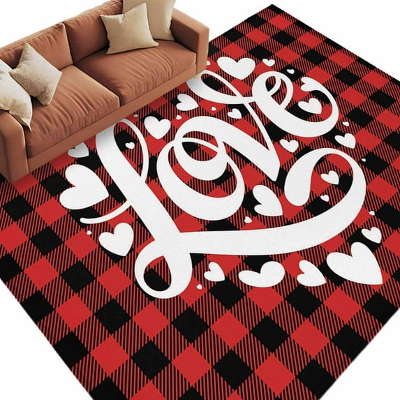 6'x9'Large Area Rugs Valentine's Day Washable Area Rugs Non-Slip Indoor ...