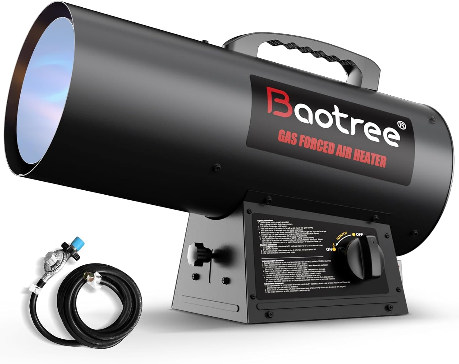 60,000 BTU Forced Air Propane Heater, 10 ft Hose with Regulator ...