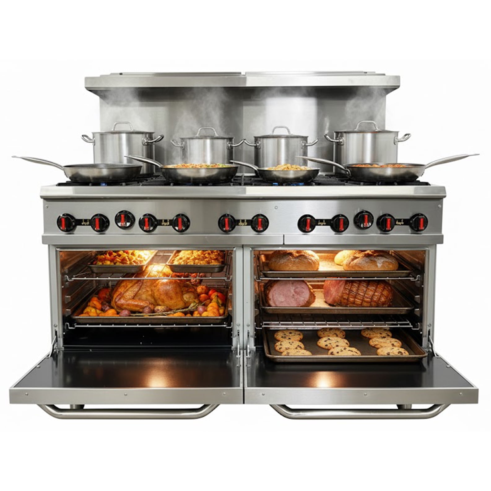 60" 10-Burner Commercial Gas Range with Double Oven – 362,000 BTU ...