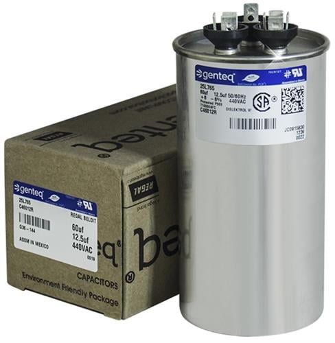 60/12.5 uF MFD x 440 VAC Dual Round Genteq / GE Industrial Replacement ...