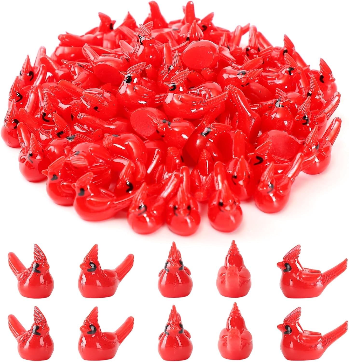 60/120 Pcs Mini Resin Red Cardinal Bird Figurines - Tiny Lifelike ...