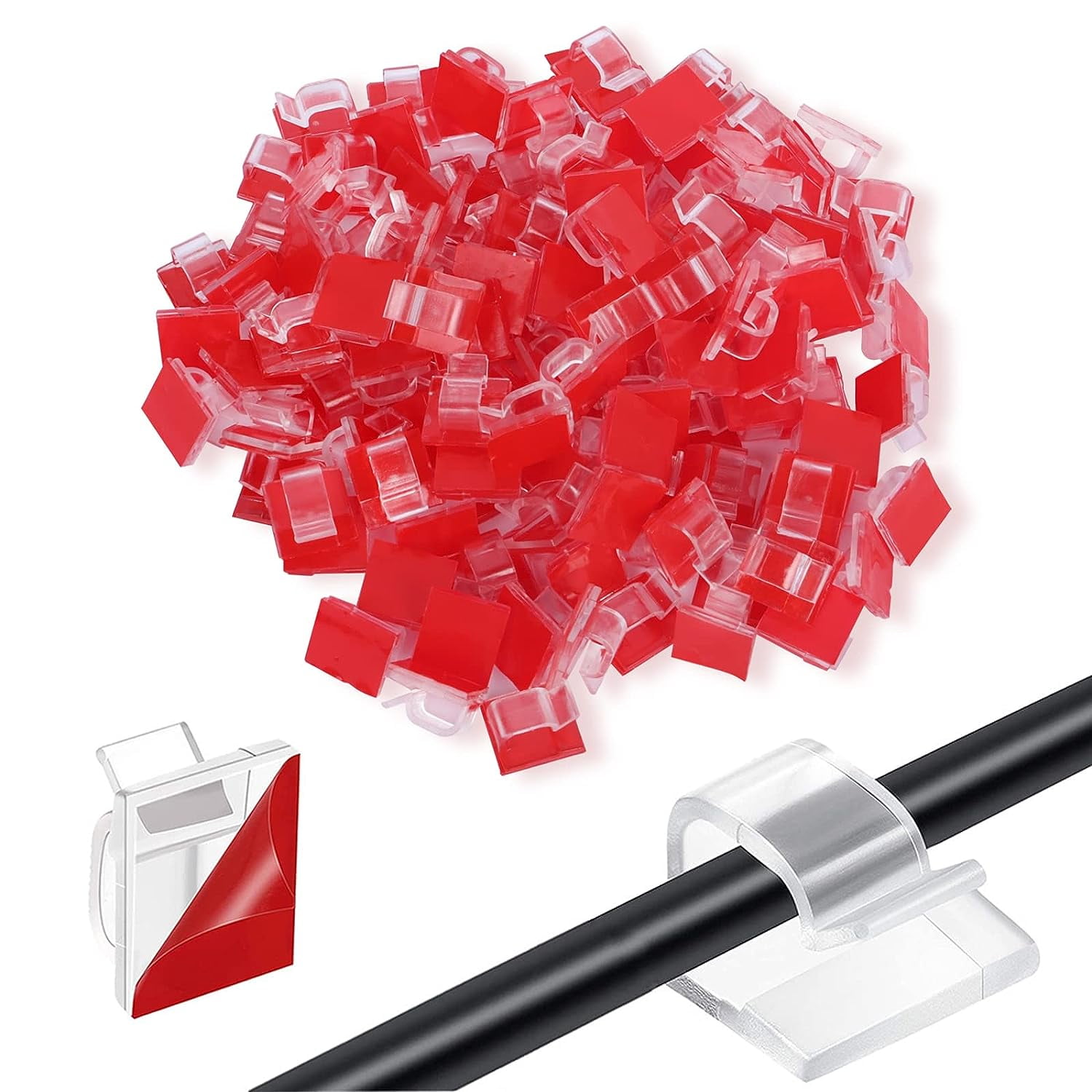 60/120PC Adhesive Cable Clips Outdoor Light Wire Clips, Cable Tidy ...