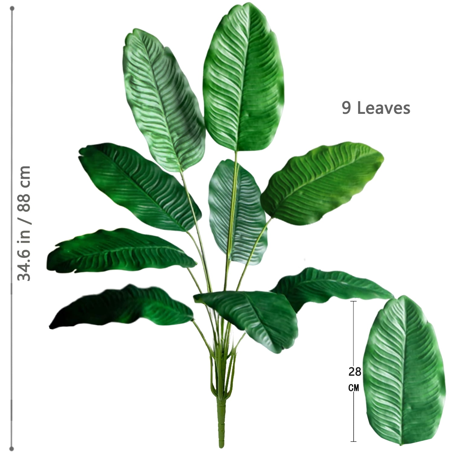 60-120cm Artificial Tropical Palm Tree Fake Banana Plant Leaves Real ...