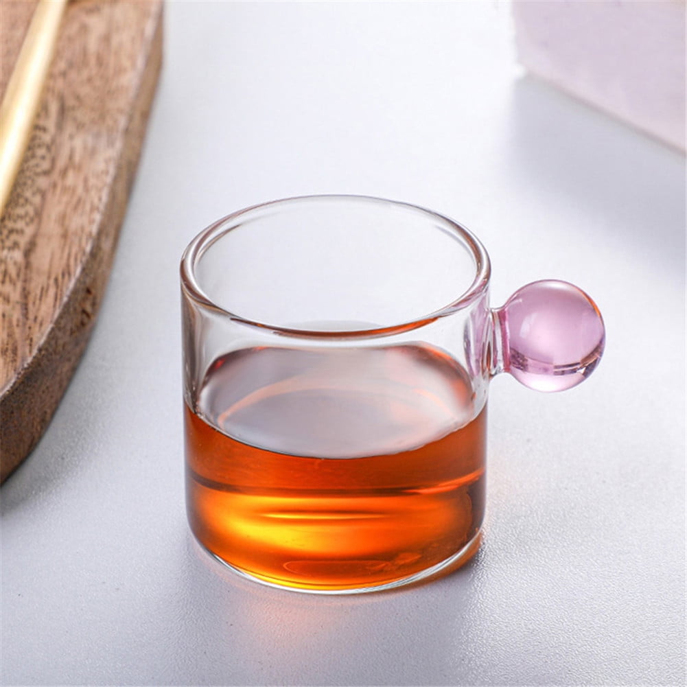 60/120ml Glass Coffee Tea Mug Clear/Atomized Glass Cup with Sphere Ball ...