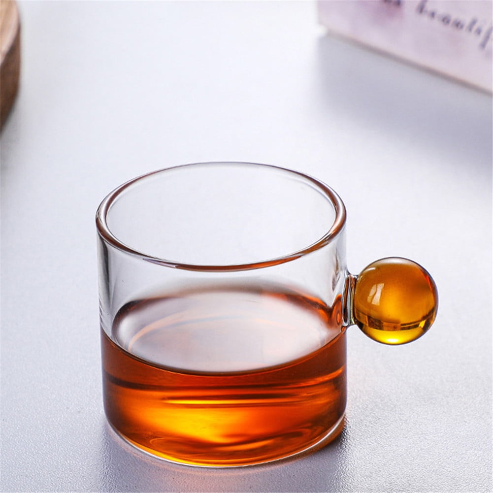 60/120ml Glass Coffee Tea Mug Clear/Atomized Glass Cup with Sphere Ball ...