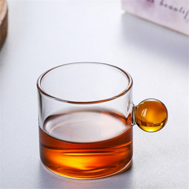 60/120ml Glass Coffee Tea Mug Clear/Atomized Glass Cup with Sphere Ball ...