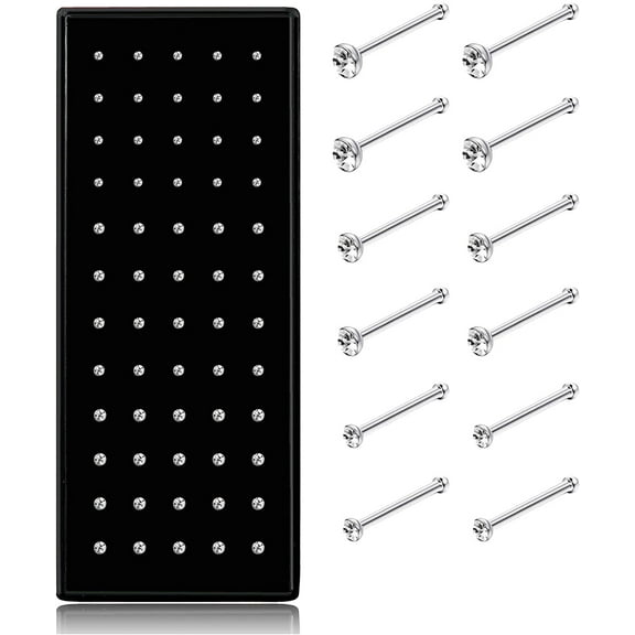 120pcs 22G L Shaped Stainless Steel Nose Studs Rings Piercing Pin Body ...