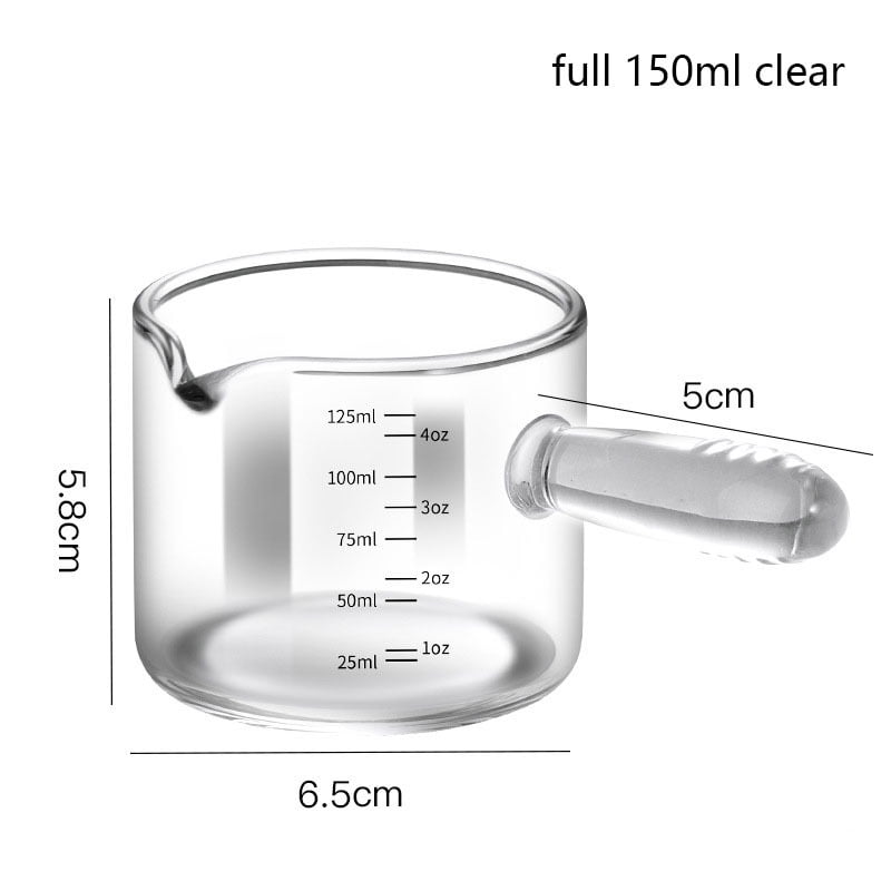 60/125ml Colour Glass Handle Espresso Measuring Cup Vshape Mouth Milk ...