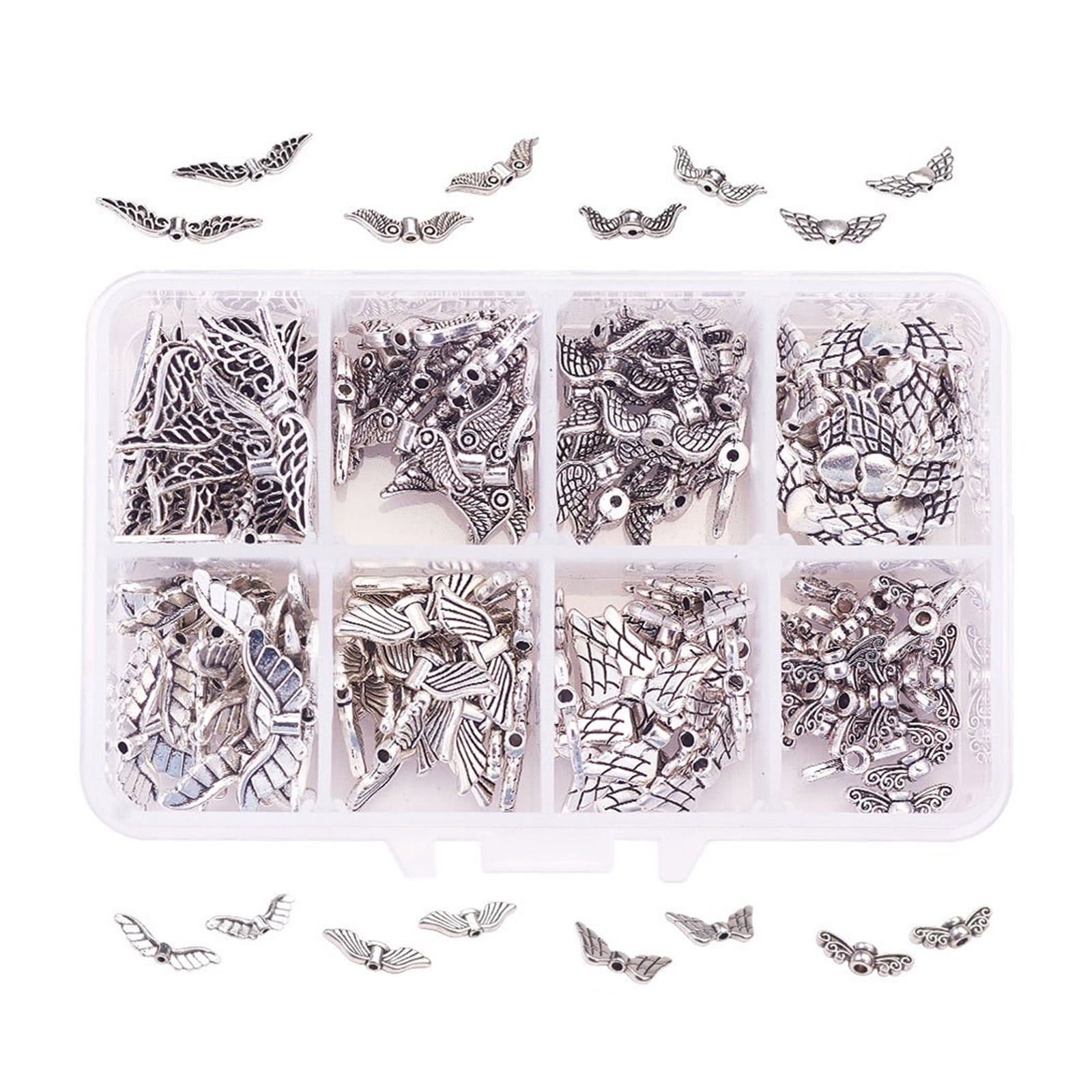 60/160pcs Wing Beads Antique Silver Color Spacer Beads Charm for Beaded ...