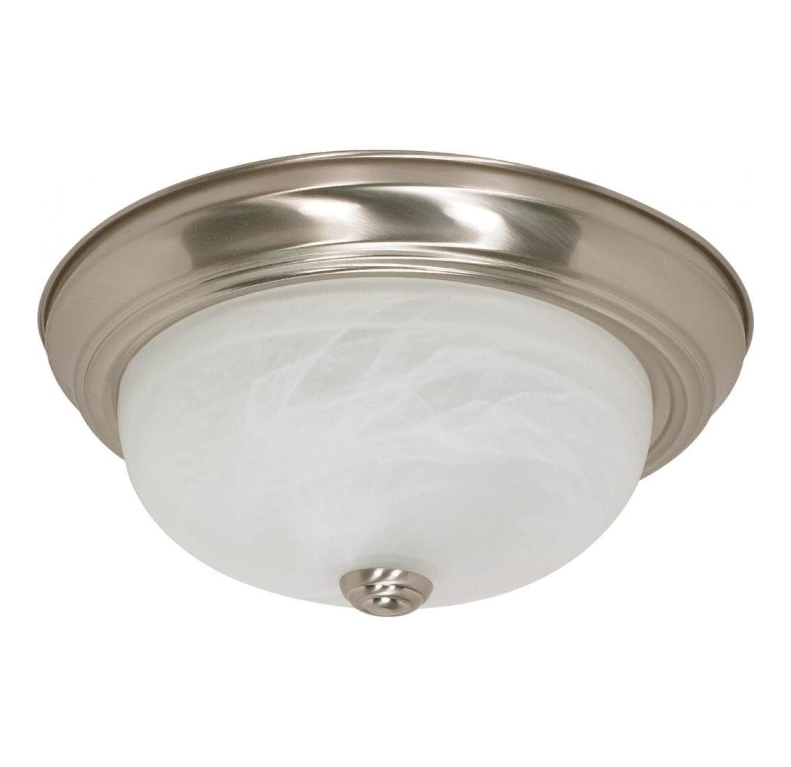 60/198 Flush Mounted Dome Light Fixture, 13", Brushed /Alabaster Glass ...