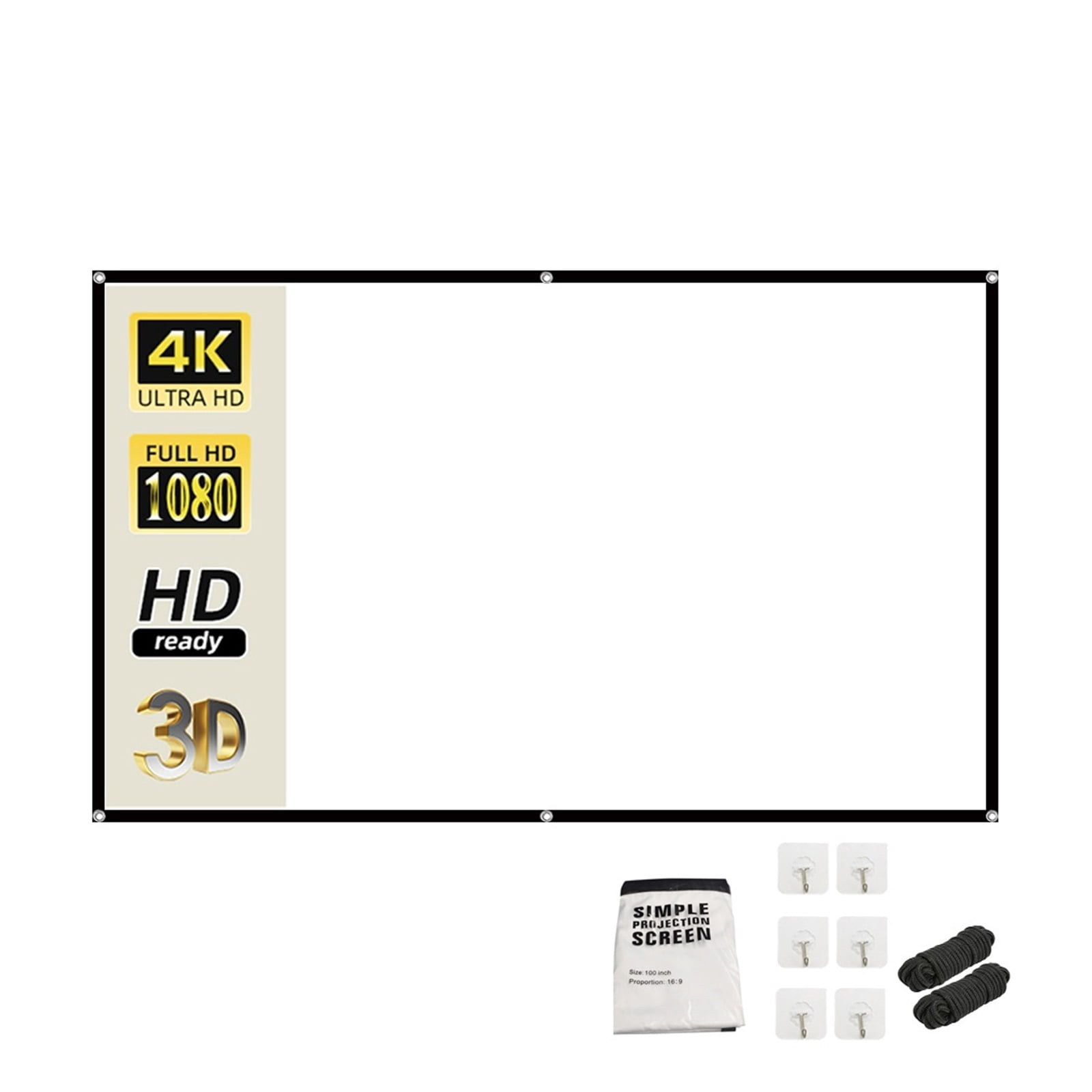 60-200 inch Portable Foldable Projector Screen High Density White Anti ...