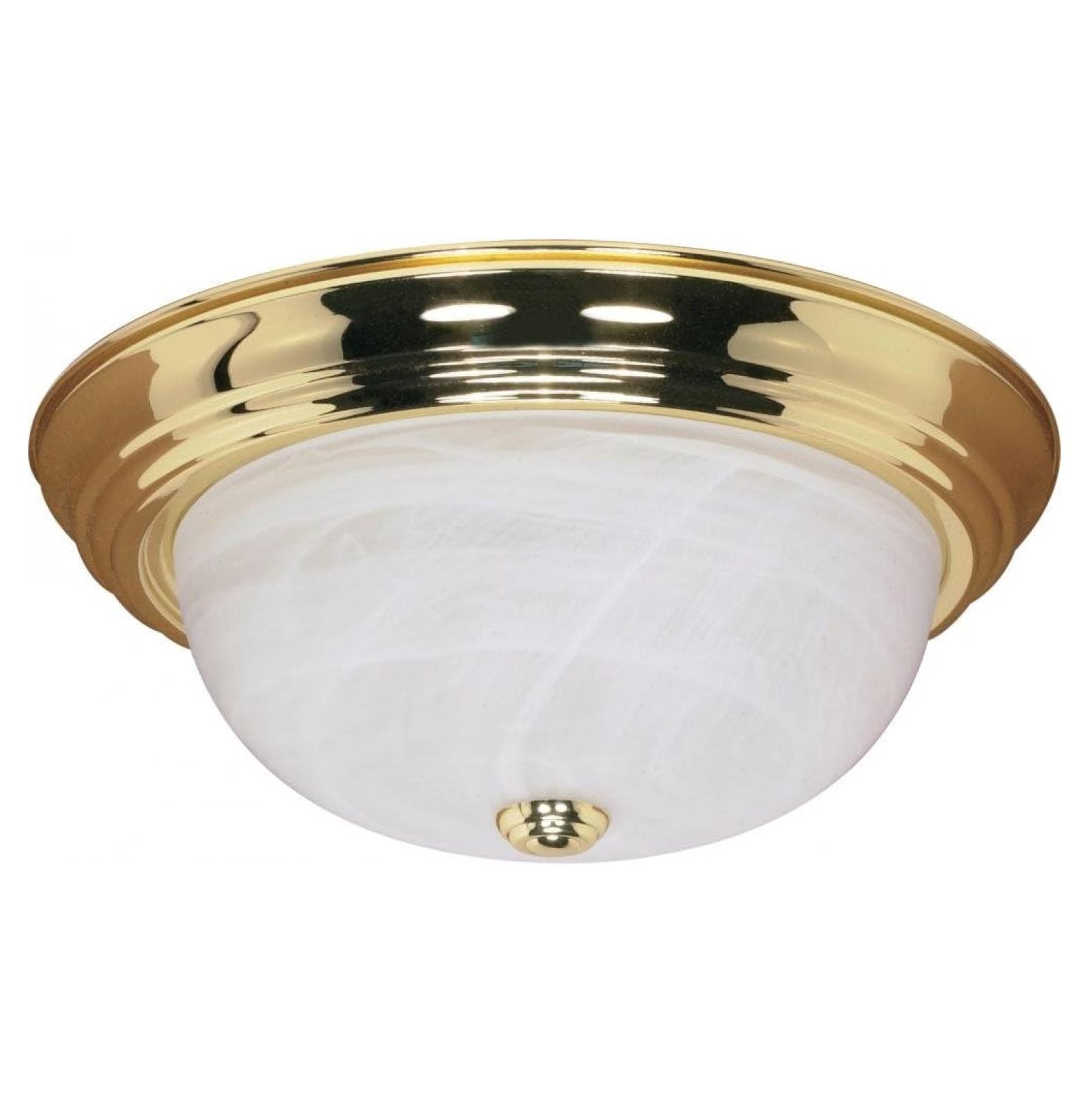 60/215 Flush Mounted Dome Light Fixture, 15", Polished Brass/Alabaster ...
