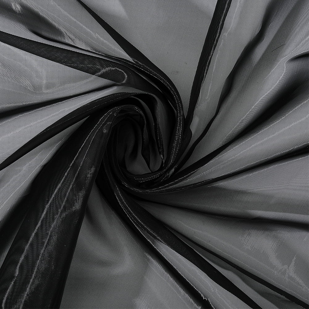 60.24 Inch Black Sheer Organza Fabric Transparent Silk Chiffon Gauze ...