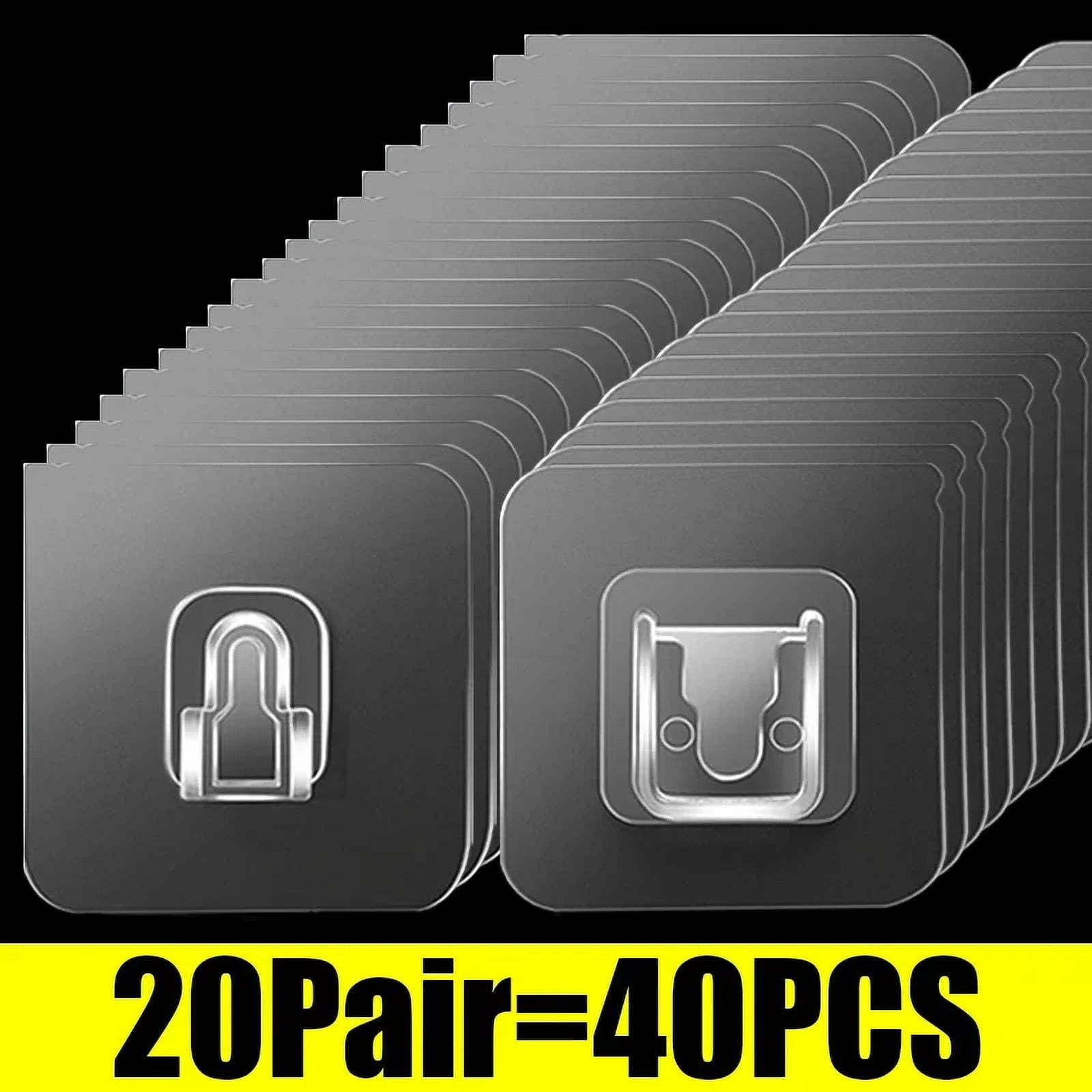 60/2pcs Double-Sided Hooks Strong Adhesive Transparent Traceless Wall ...