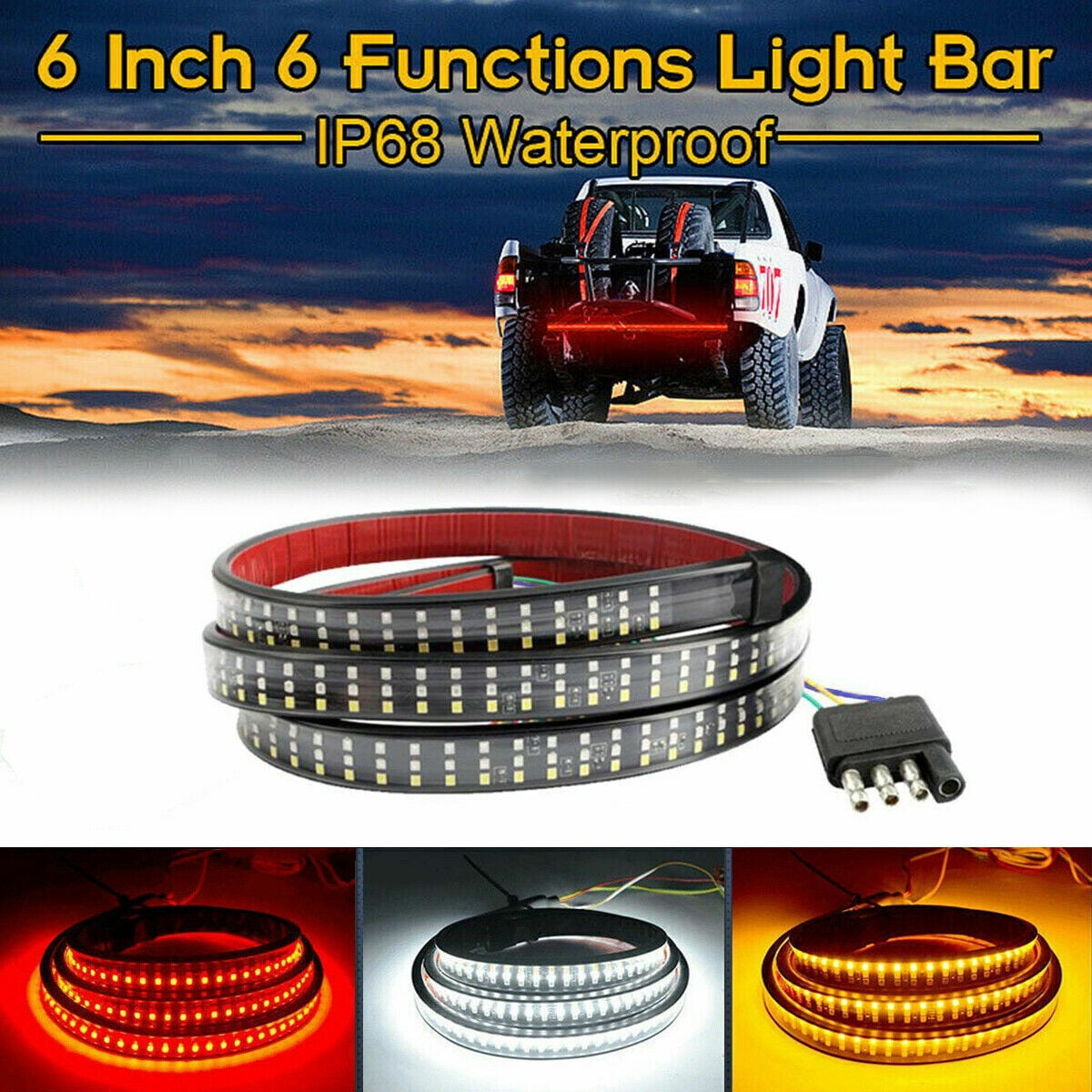 60" 3-Row 432 LED Truck Tailgate Light Bar Strip Reverse Brake Signal ...