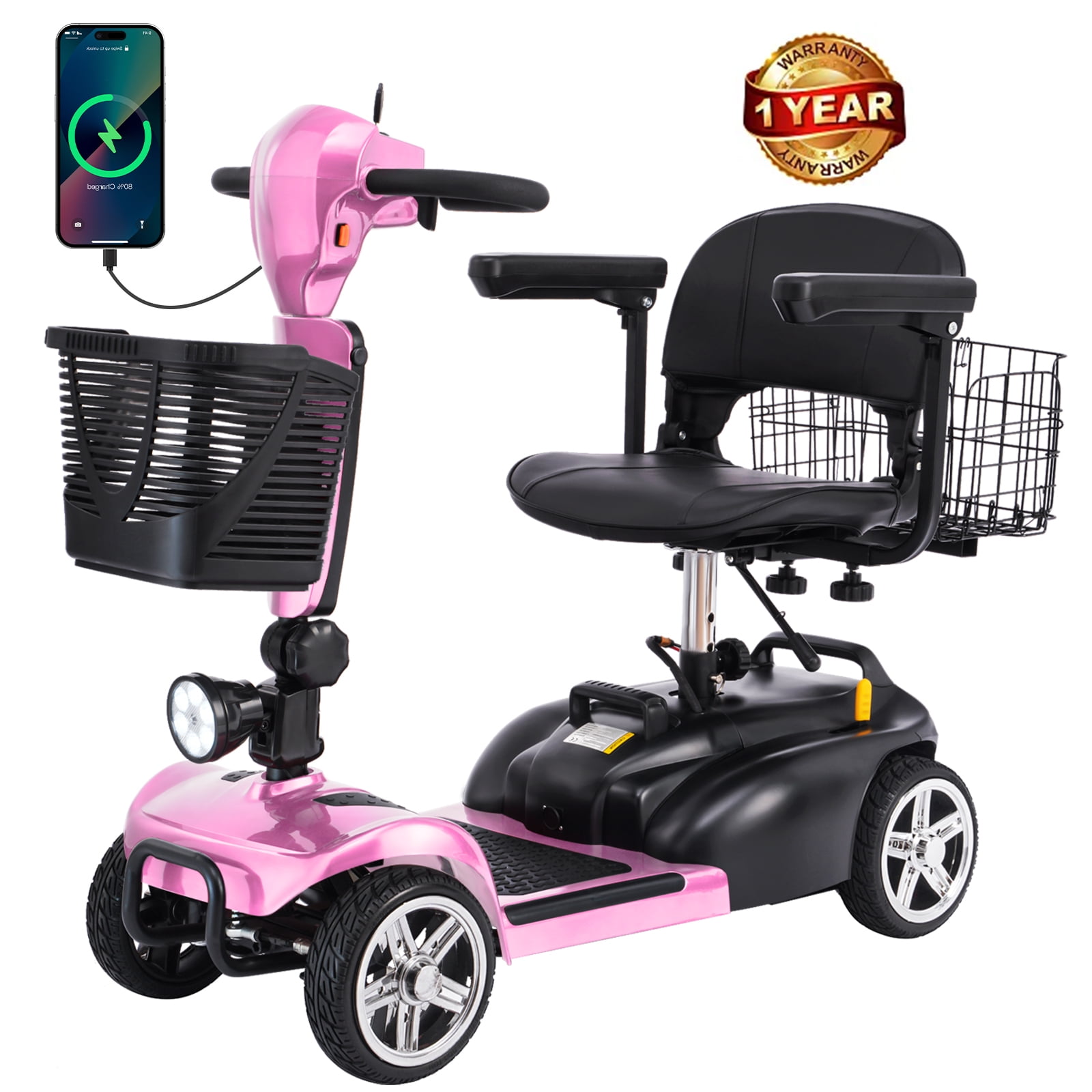 Ecomobi MS07 30-60 Miles Long Range 4 Wheels Mobility Scooter for ...