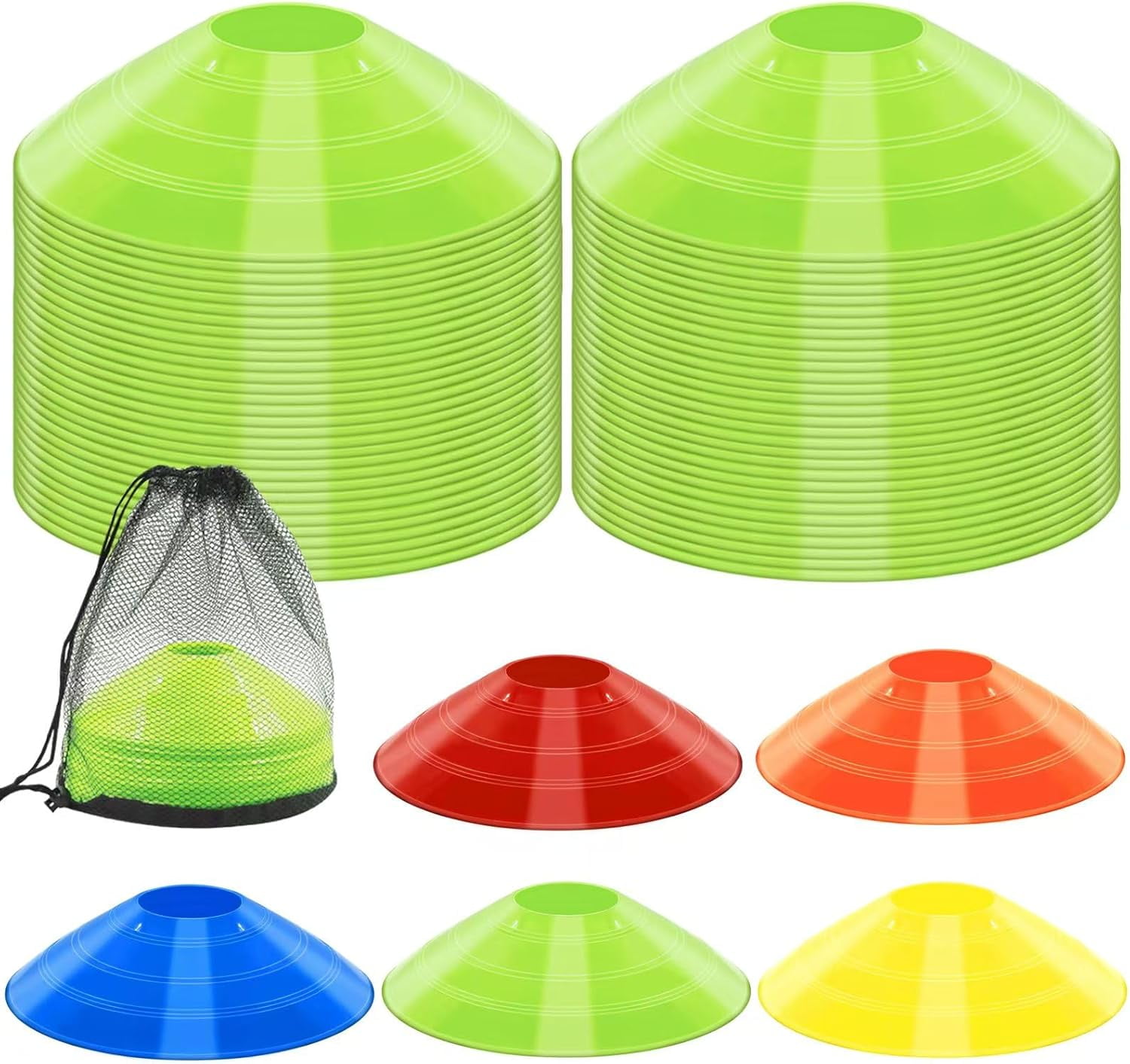 60/30 Pack Soccer Training Cones - Agility Cones with Carry Bag, Sturdy Disc Cones for Sports ...