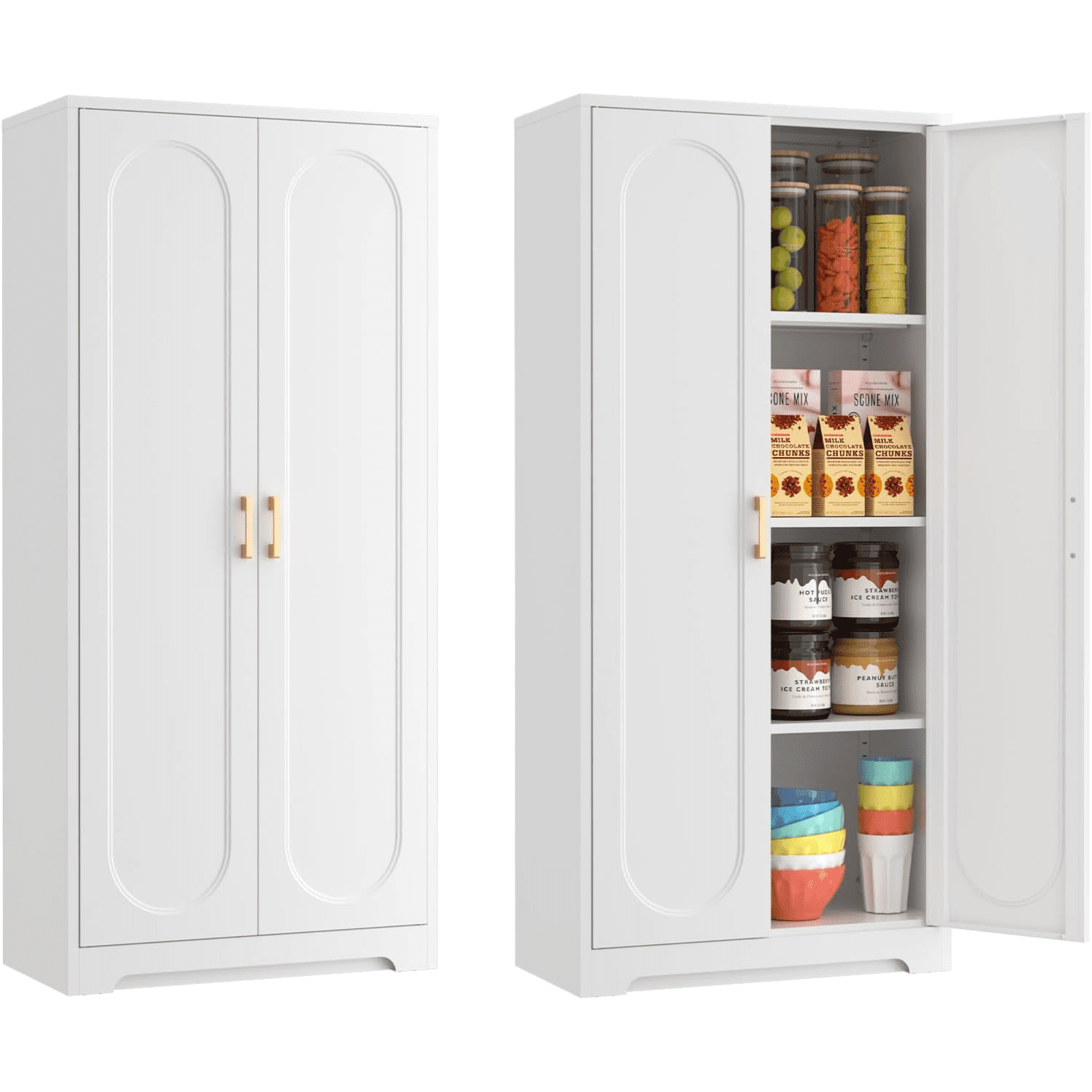 60" Tall Pantry Cabinet Metal Pantry Cabinet with Doors and Adjustable ...