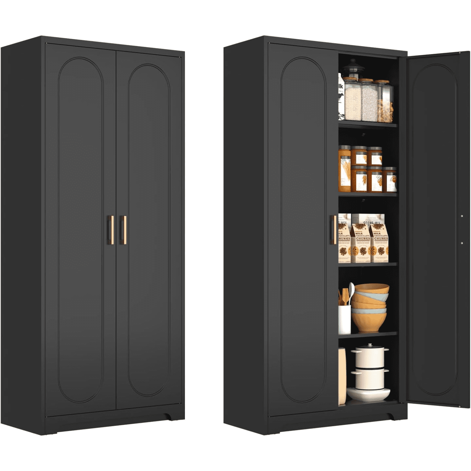 60" Tall Pantry Cabinet Metal Pantry Cabinet with Doors and Adjustable ...