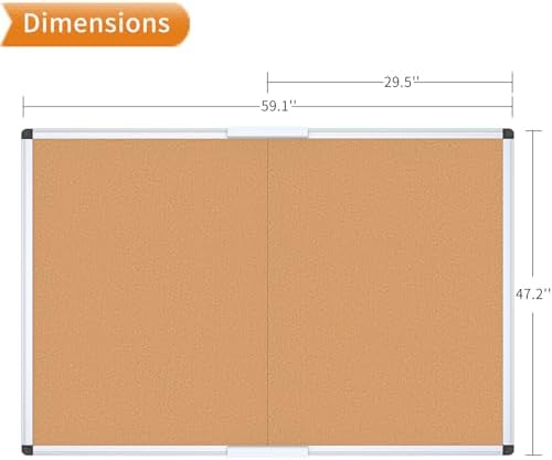60" x 48" Large Cork Bulletin Board, Foldable & Wall-Mounted Notice Pin ...