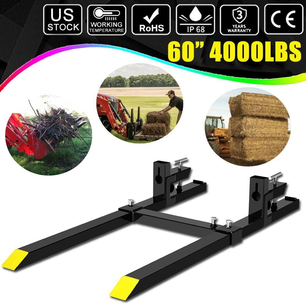 60" 4000lb Tractor Pallet Forks Bucket Clamp On For Backhoe Skid Steer ...