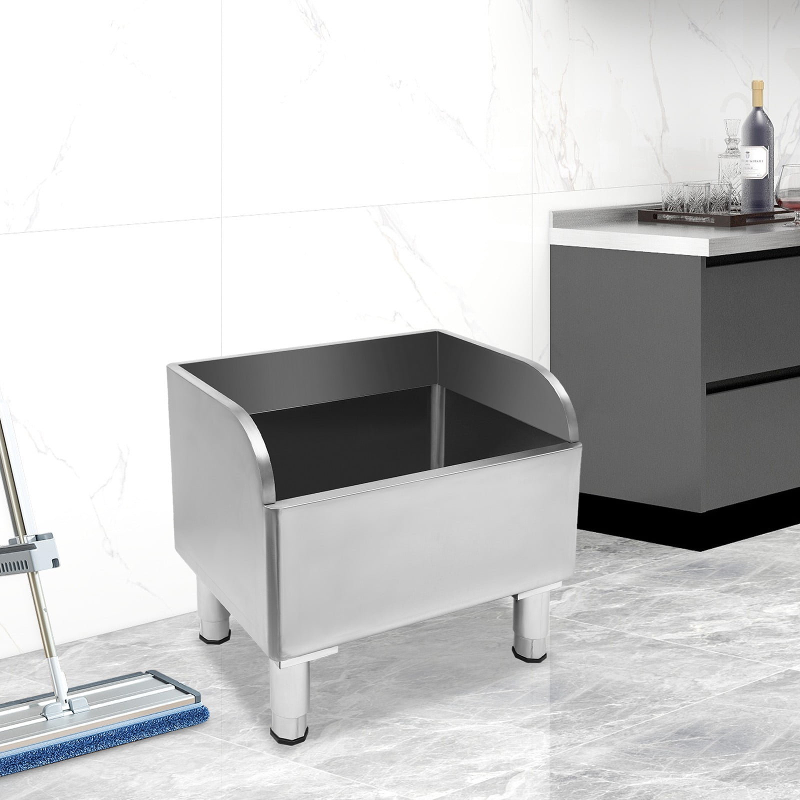 60*41*55cm Floor-Mounted Silver Floor Mop Sink Stainless Steel Mop Sink ...