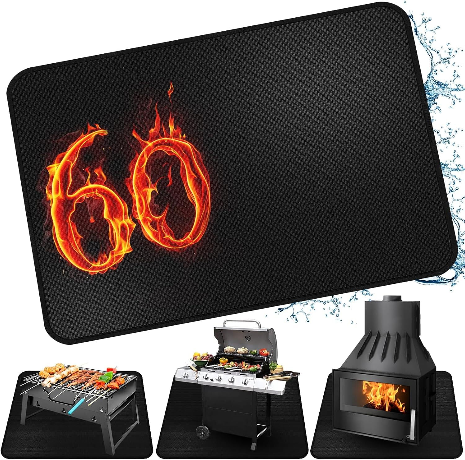60*42in grill mats for outdoor grill，Large Under Grill Mat for Outdoor ...
