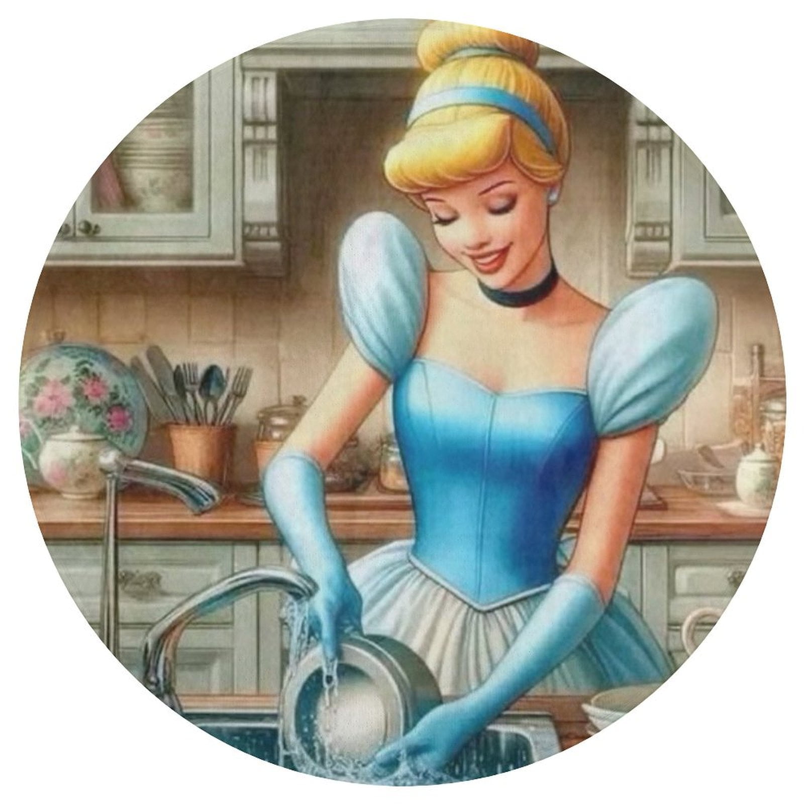 60*60cm Cinderella Round Rug Non-Slip Cute Cartoon Soft Kids Floor ...