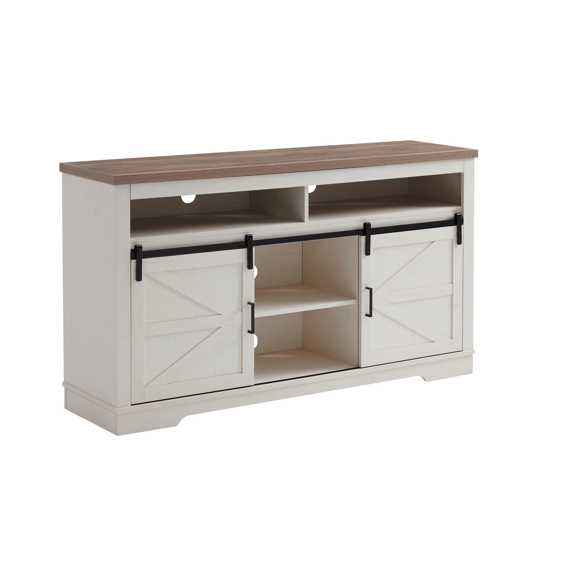 60 - 69 Inch TV Compatible Rustic Farmhouse TV Stand with Sliding Barn ...